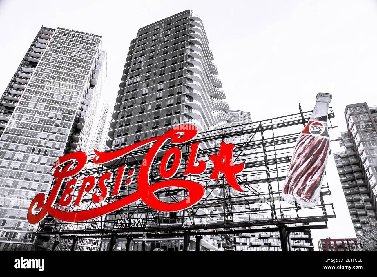 New York City, New York - February 19, 2019: View of historic Pepsi ...