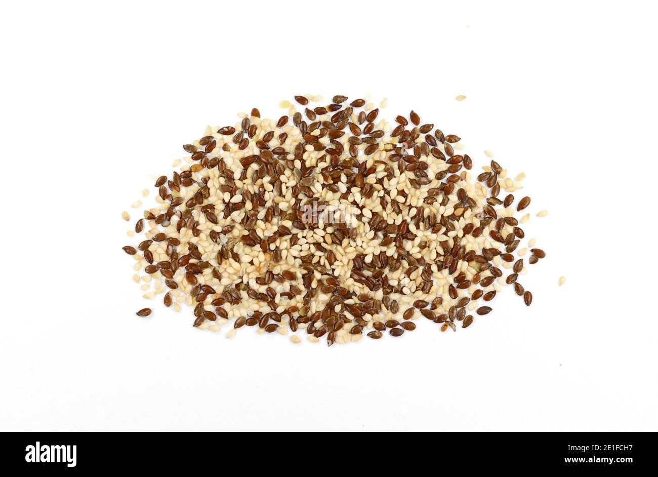 Organic Linseed or Flaxseed (Linum usitatissimum) and sesame isolated ...