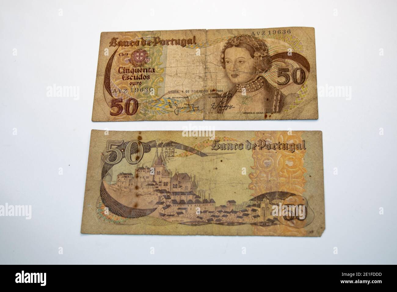 Old Portuguese notes, escudos old money before European economic entry ...