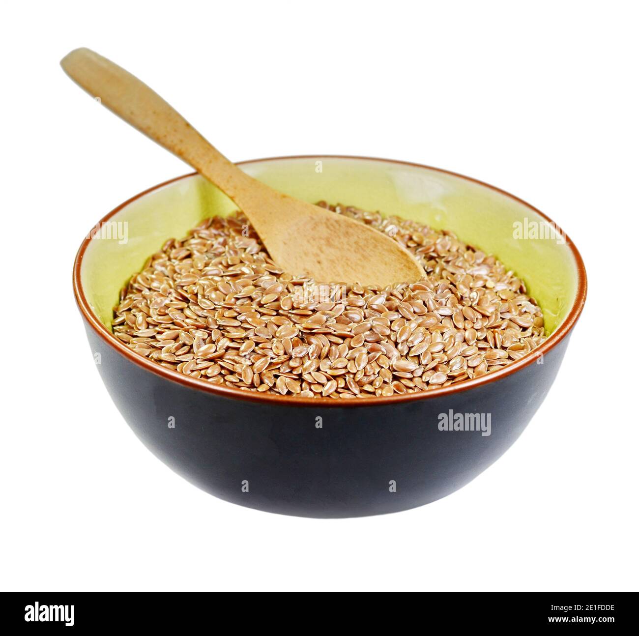 Organic Linseed or Flaxseed (Linum usitatissimum) in a bowl isolated on white background Stock ...