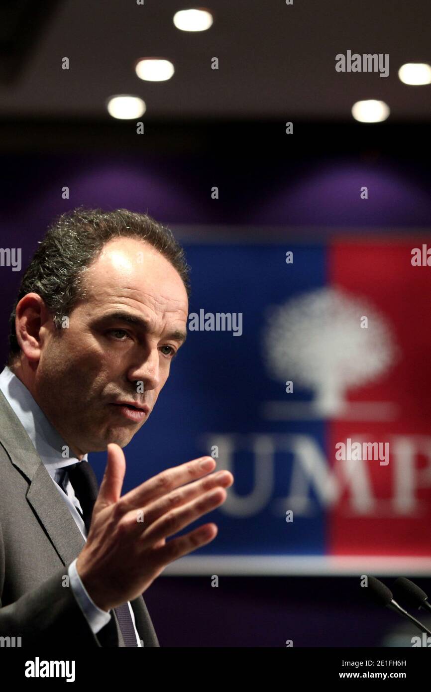 UMP leader Jean-Francois Cope speaks during a press conference the day ...