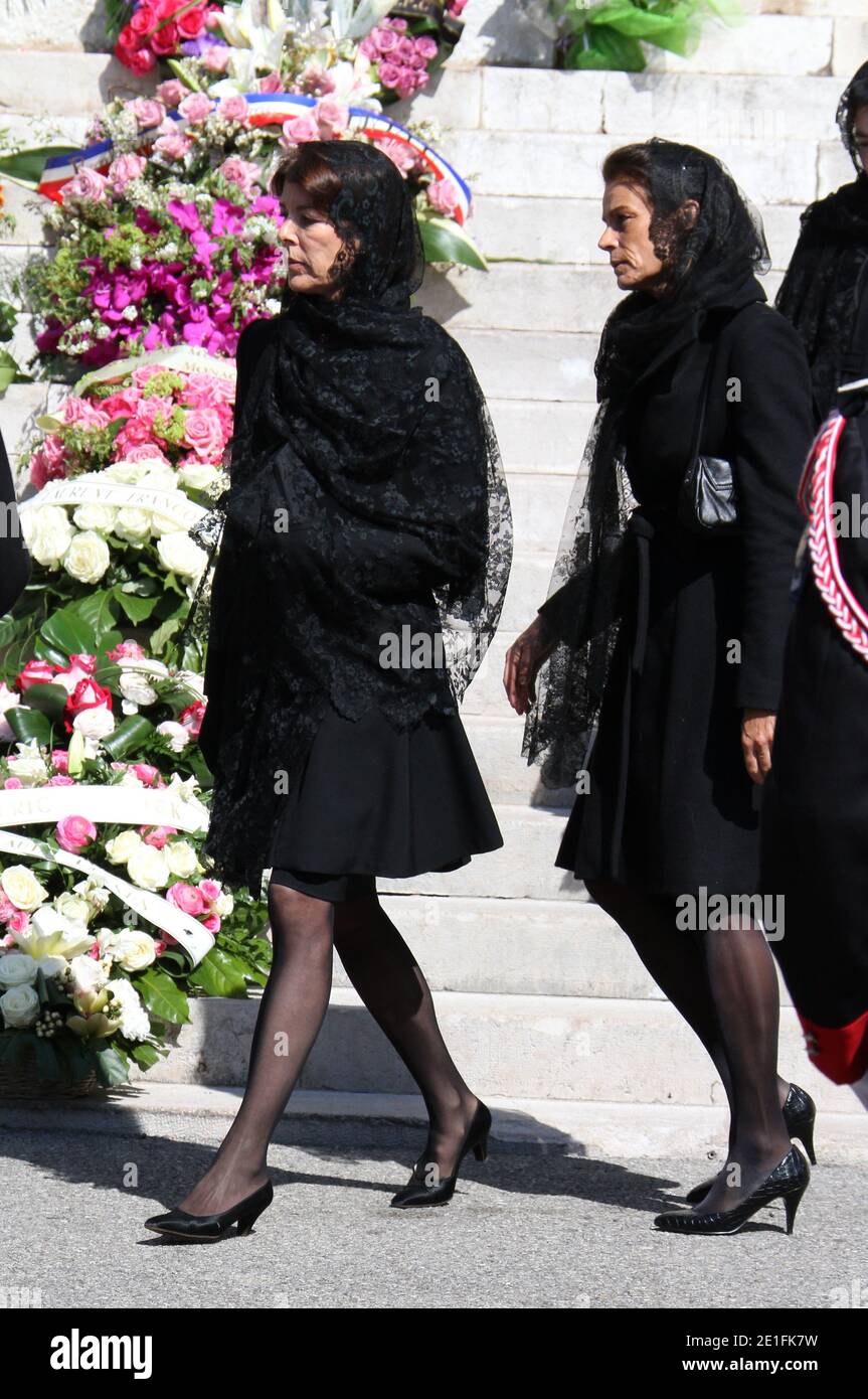 Princess Caroline and Princess Stephanie of Monaco after the funeral ...