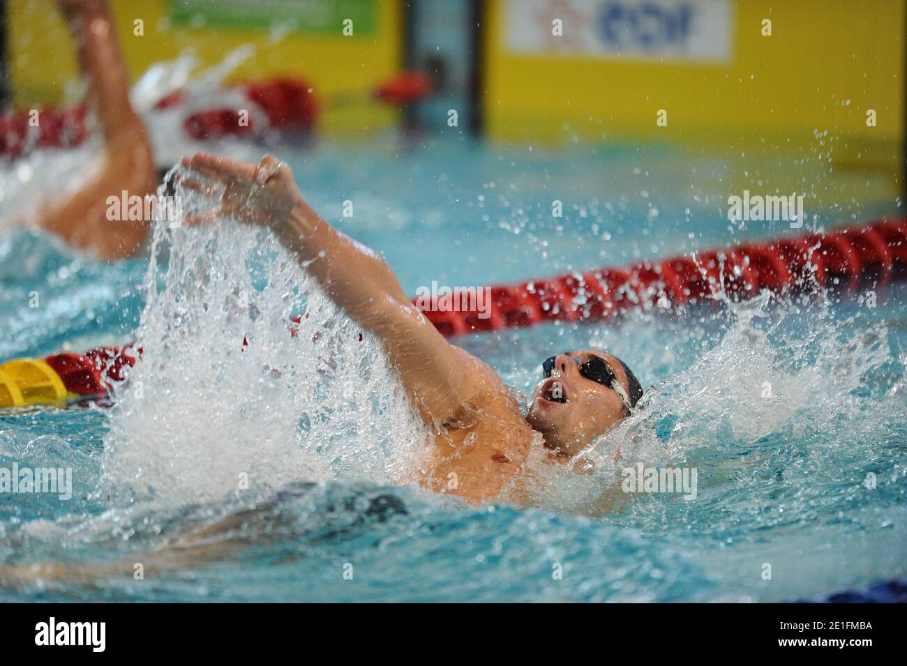 Camille Lacourt competes on men's 200 meters backstroke final during ...