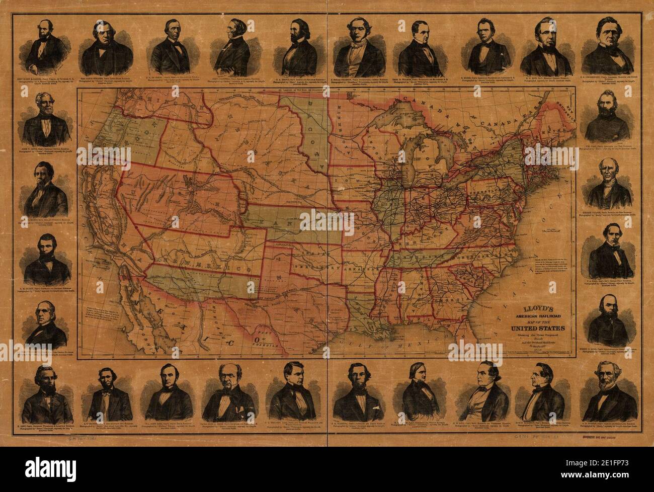 Lloyd's American railroad map of the United States, showing the three ...