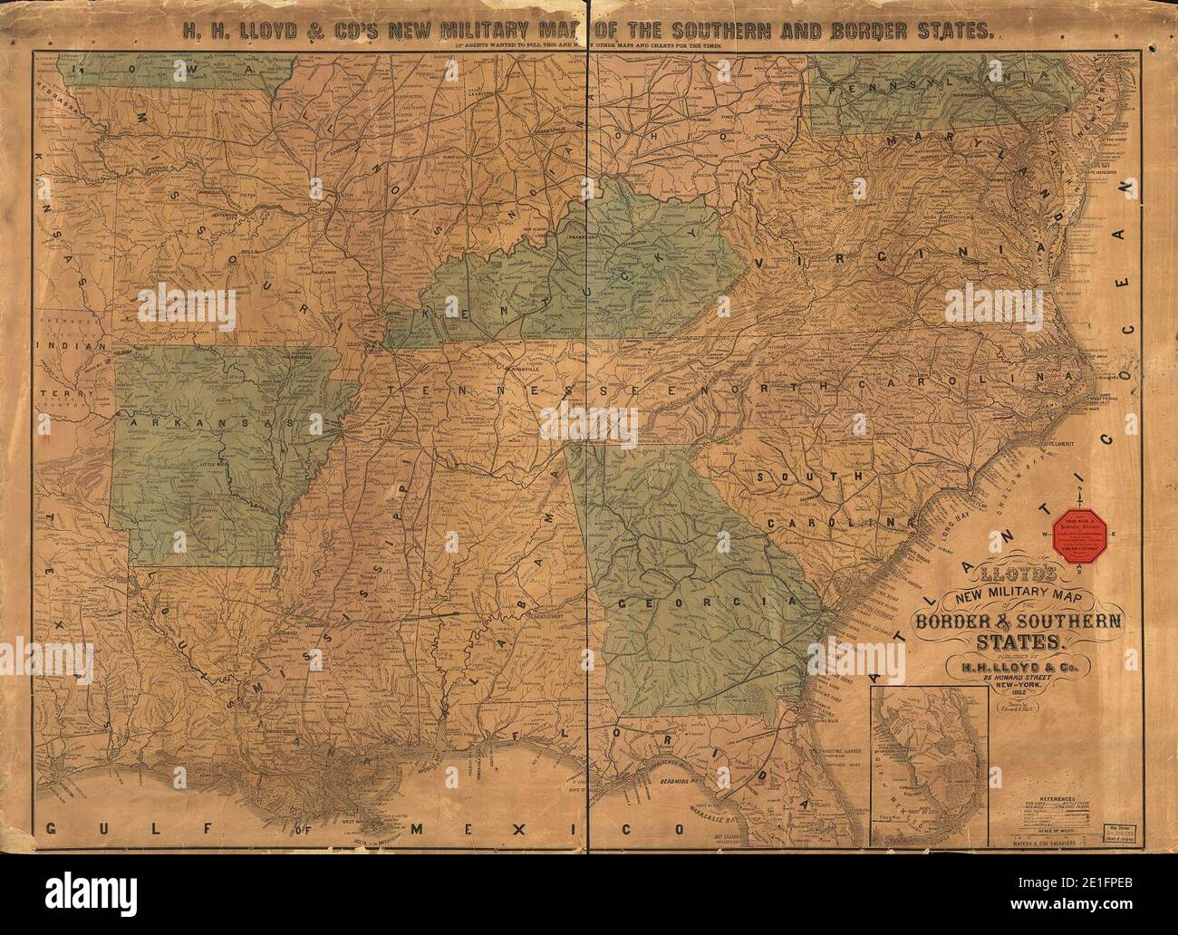 Lloyd's new military map of the border & southern states Stock Photo ...