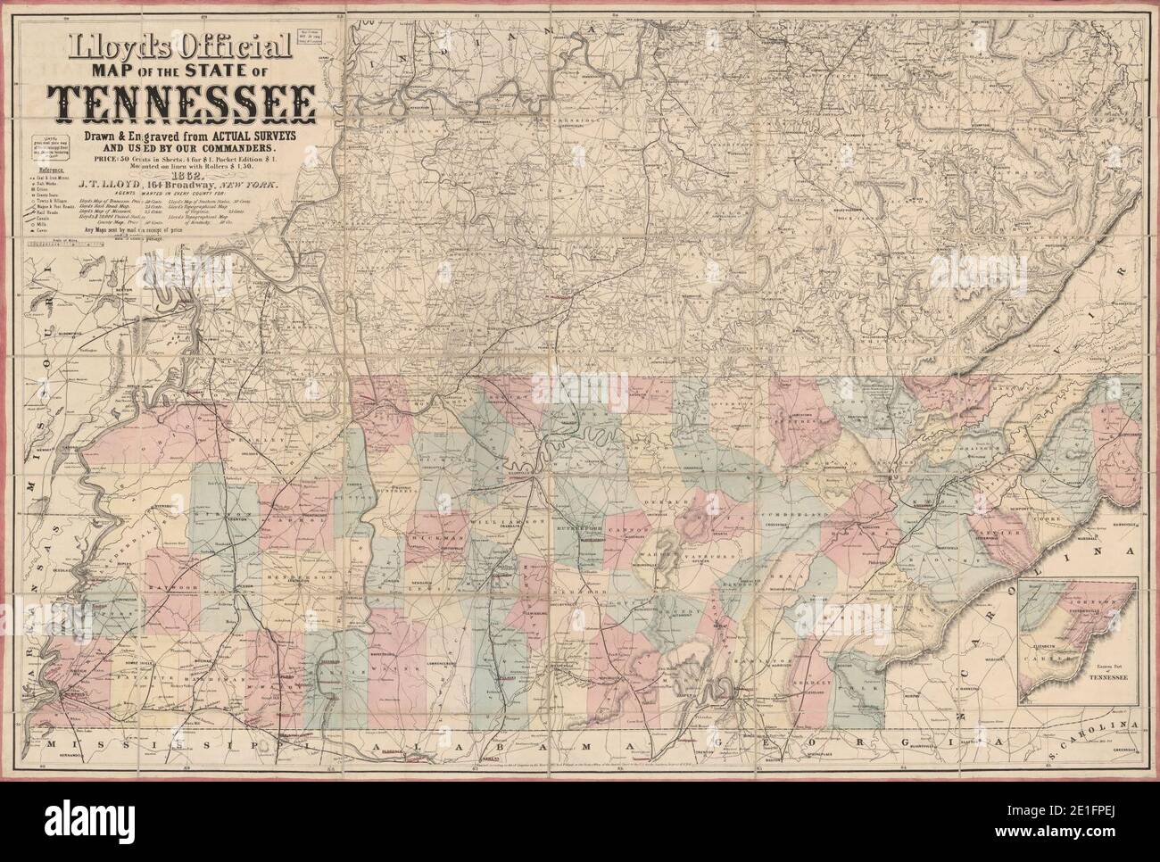 Lloyd's official map of the State of Tennessee Stock Photo - Alamy