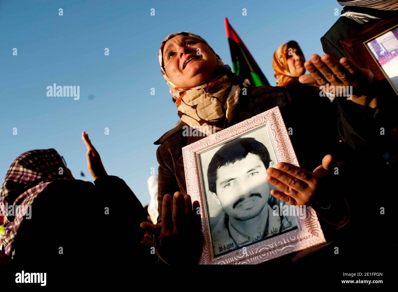 The widows of Abou Salim demonstrate in front of the Courthouse in ...