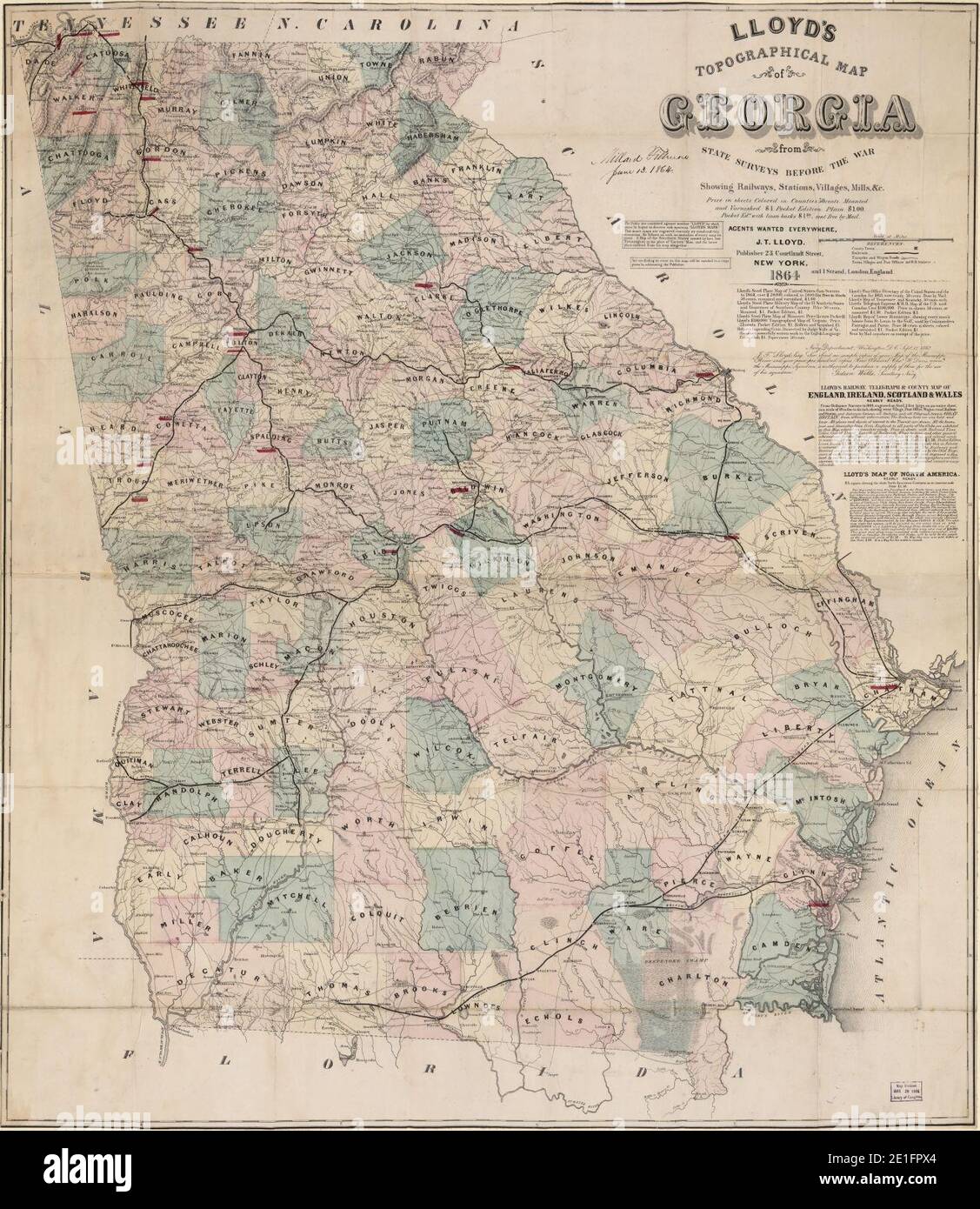 Lloyd's topographical map of Georgia from state surveys before the war ...