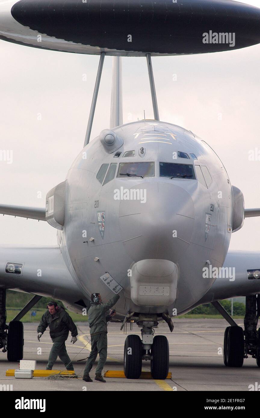An air force Airborne Warning and Control System (AWACS) plane takes ...
