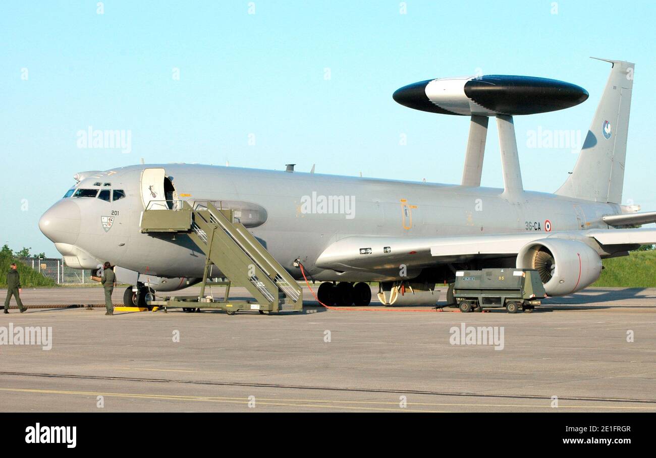 An air force Airborne Warning and Control System (AWACS) plane takes ...