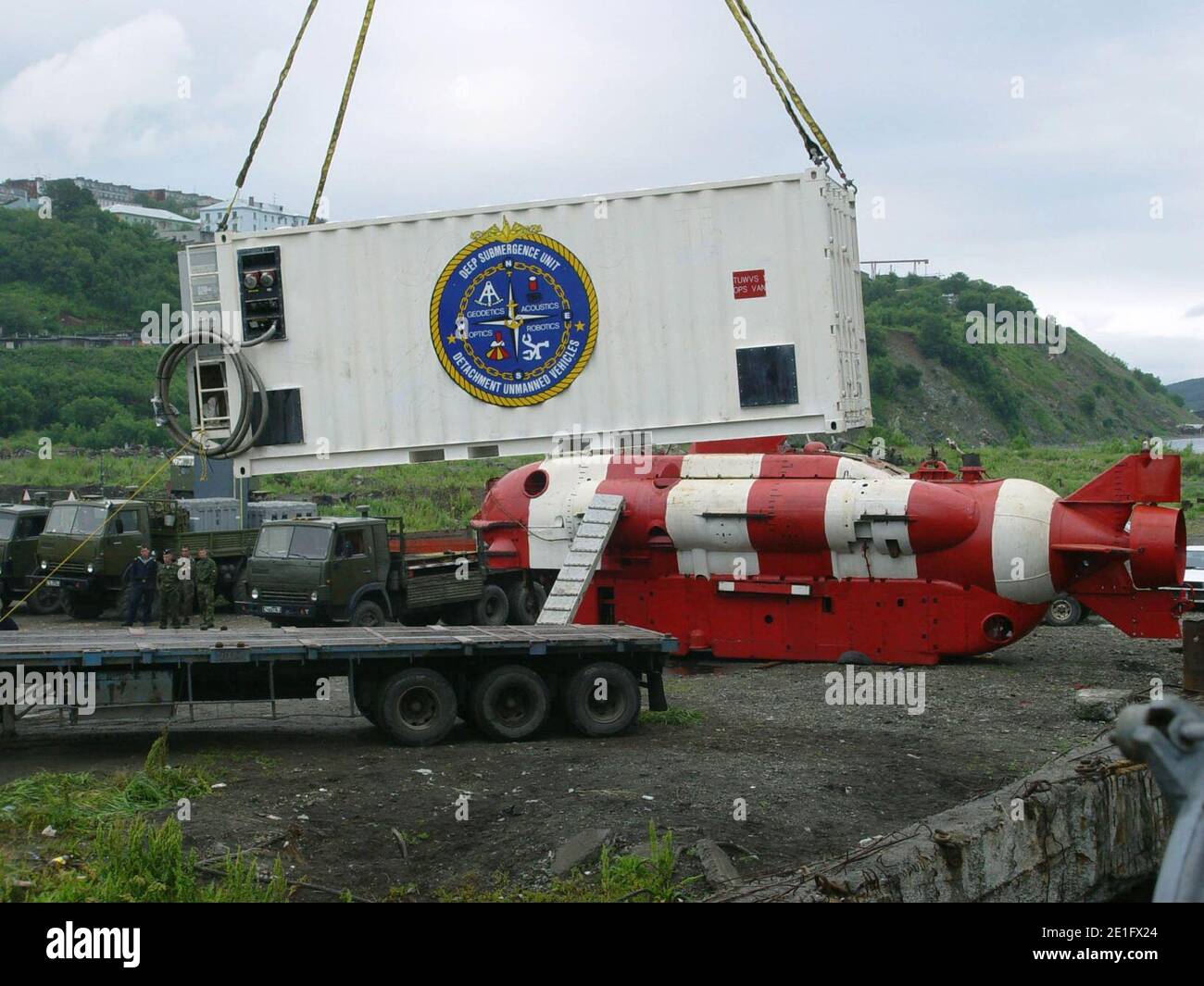 Loading onto a Russian ship in Petropovlosk Stock Photo - Alamy