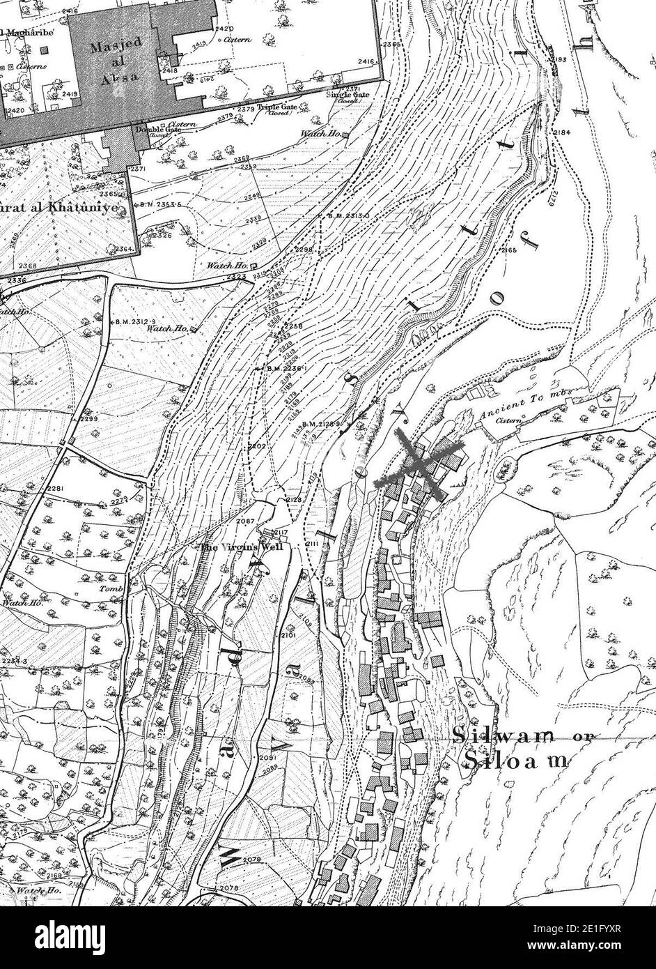 Location of by Clermont-Ganneau's 1870 discovery of the Shebna ...