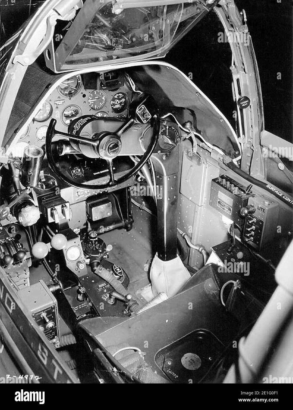 Lockheed P-38G cockpit looking in from left wing 061019 Stock Photo - Alamy