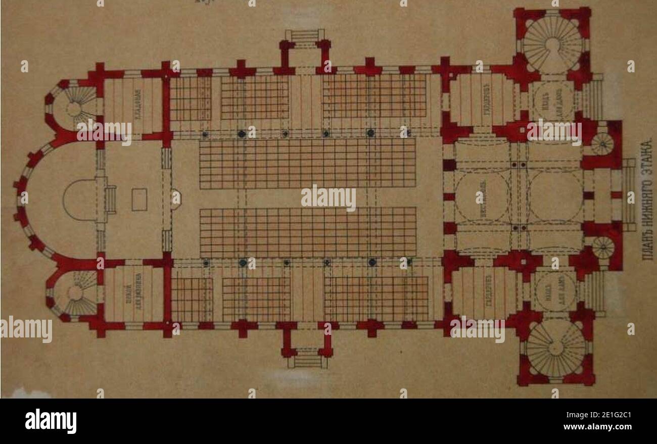 Lodz - Great synagogue - Architect drawing of ground floor Stock Photo ...