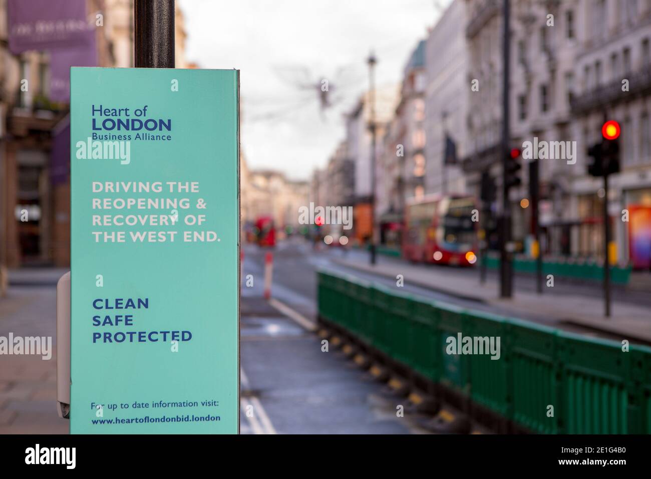 London, UK. 06th Jan, 2020. The "Clean Safe Protected" safety sign and ...