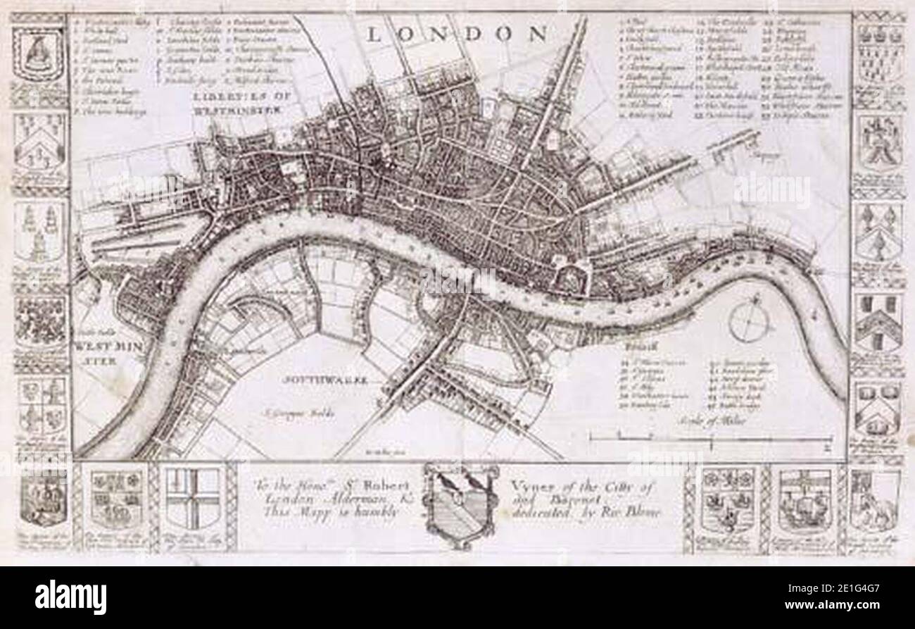 London - Richard Blome's map of 1673 Stock Photo - Alamy