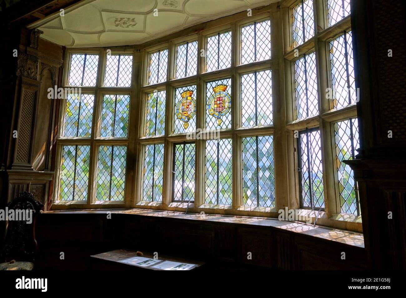 Long Gallery windows, Haddon Hall - Bakewell, Derbyshire, England Stock ...