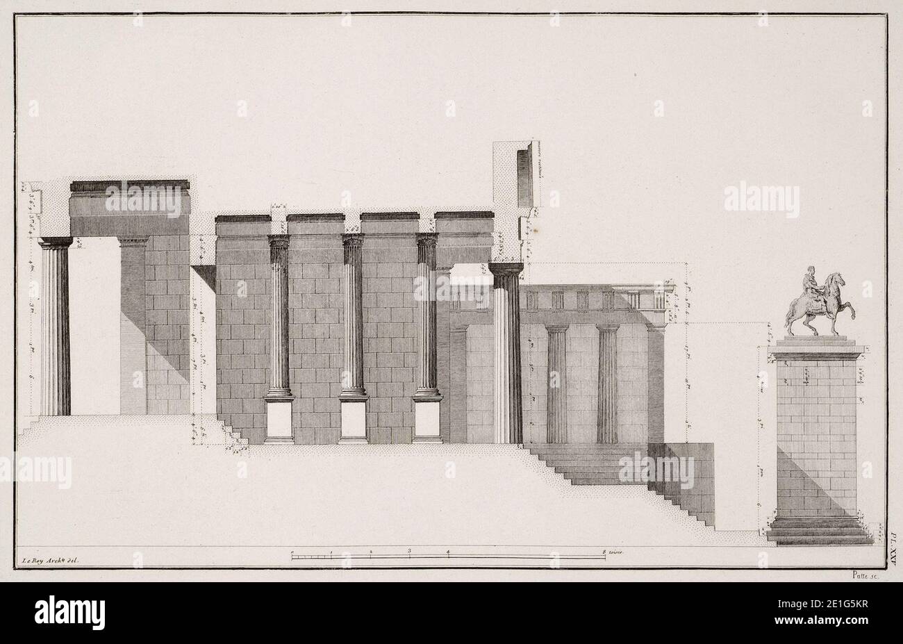 Longitudinal section of the Propylaea of the Acropolis of Athens (from ...