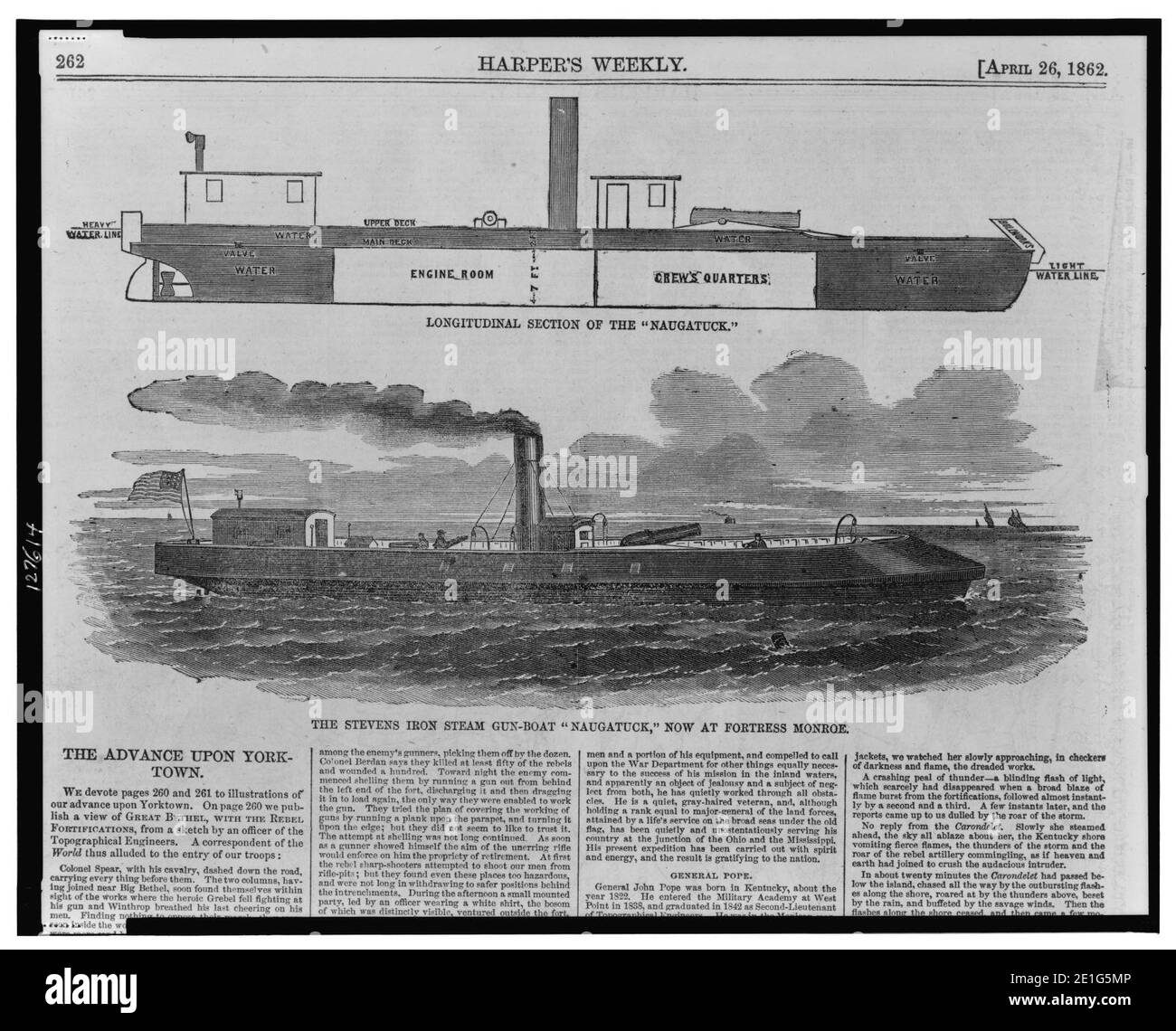Longitudinal section of the ''Naugatuck'' ; The Stevens iron steam gun ...
