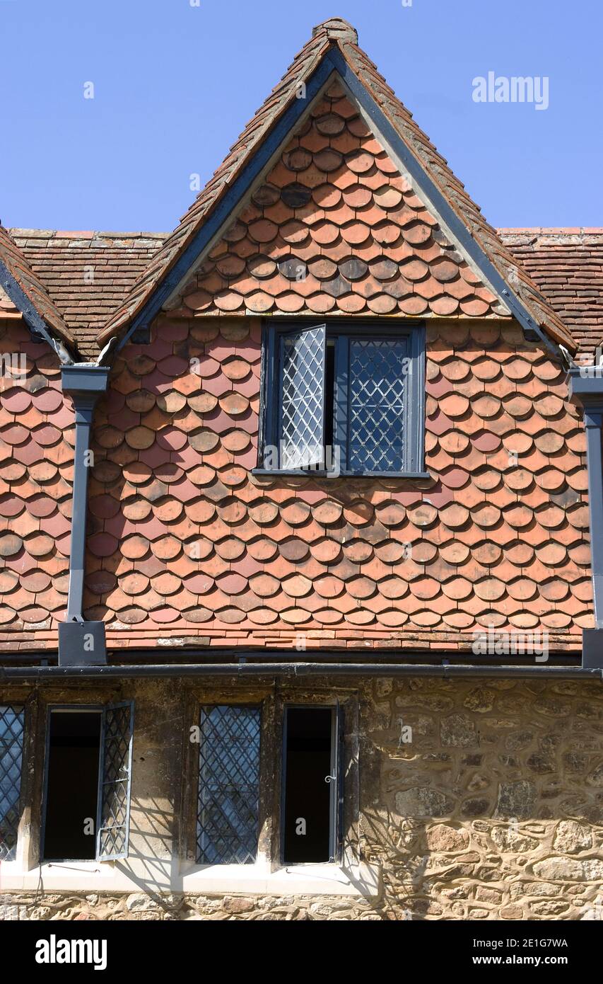 Scalloped tiles on the facade of a house, Oxford, Oxfordshire | NONE ...