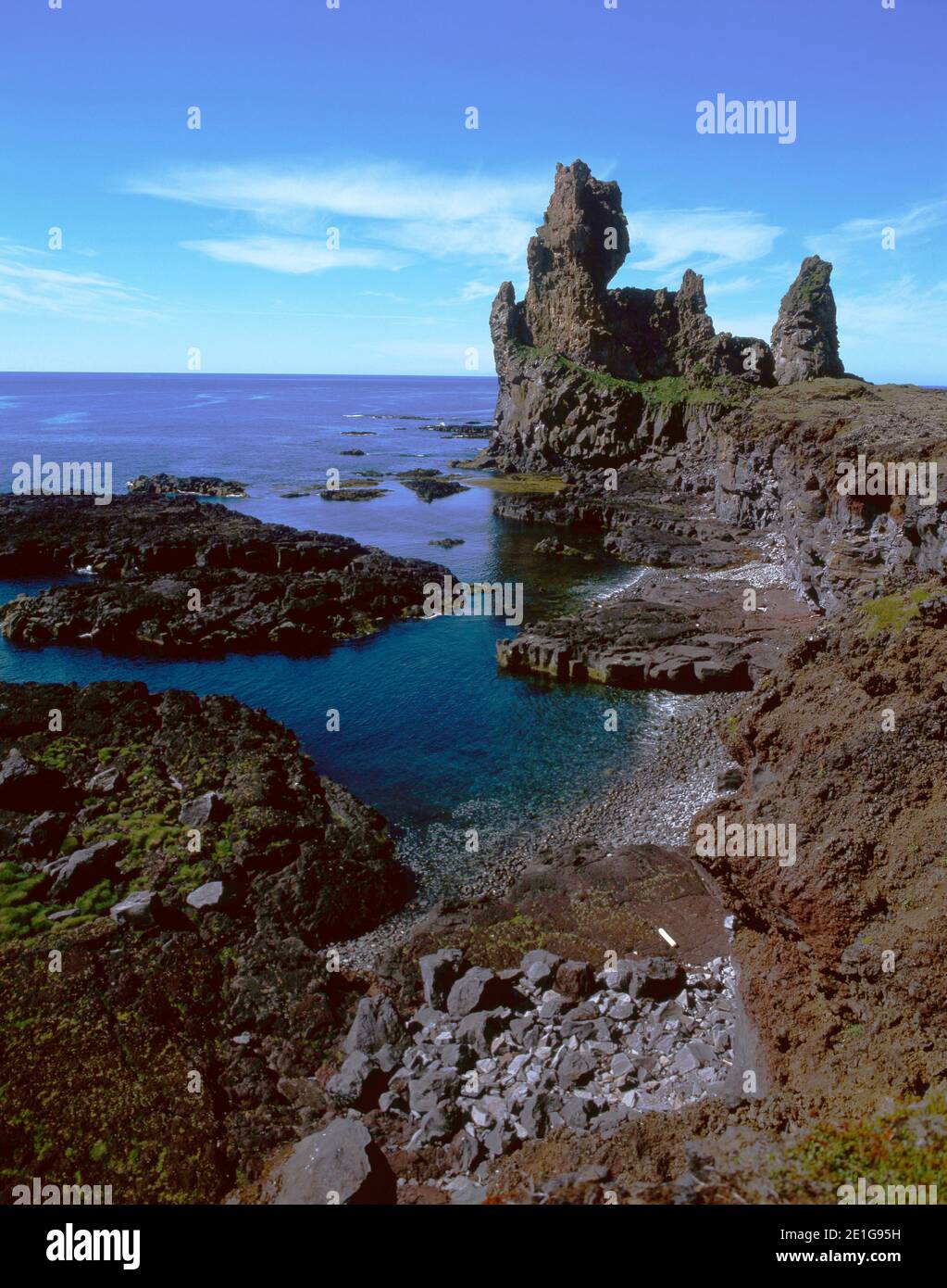 The basalt cliffs at Londrangar, Snaefellsness Peninsula, Iceland Stock ...