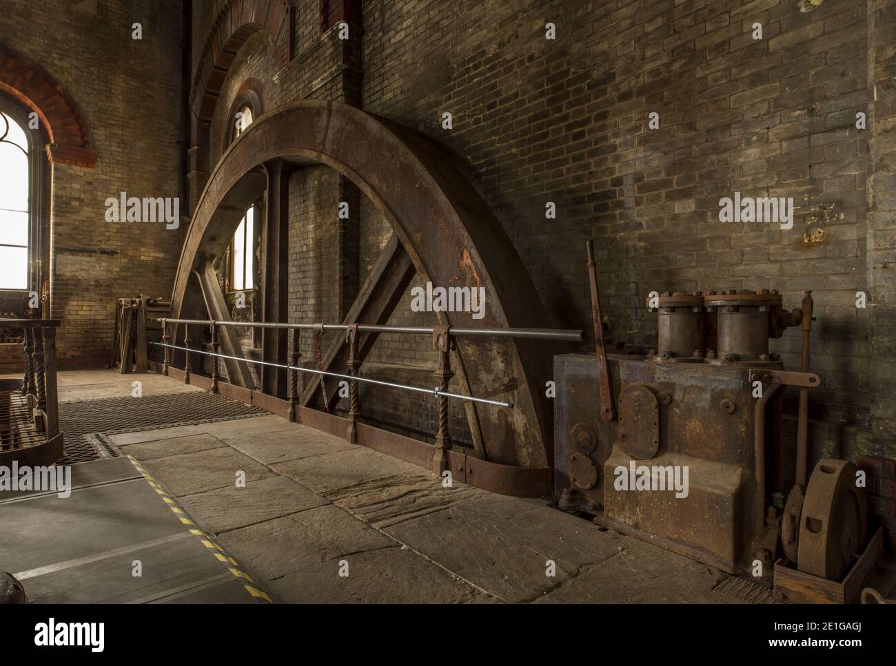 Flywheel, Crossness Pumping Station, Thamesmead, UK. A Grade 1 listed ...