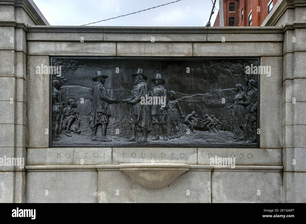 The Founders Memorial, also known as Founding of Boston, is a 1930 ...