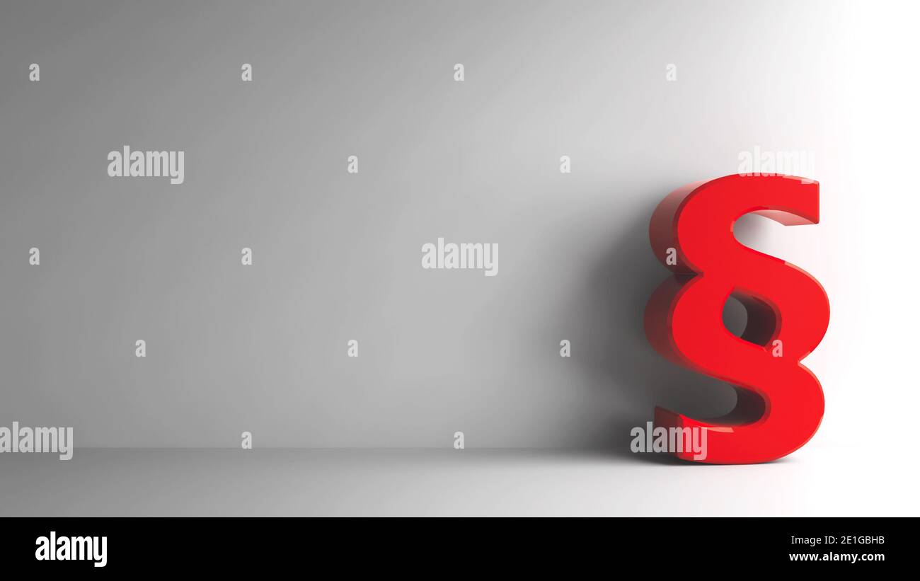 Red Paragraph sign on grey background, three-dimensional rendering, 3D ...