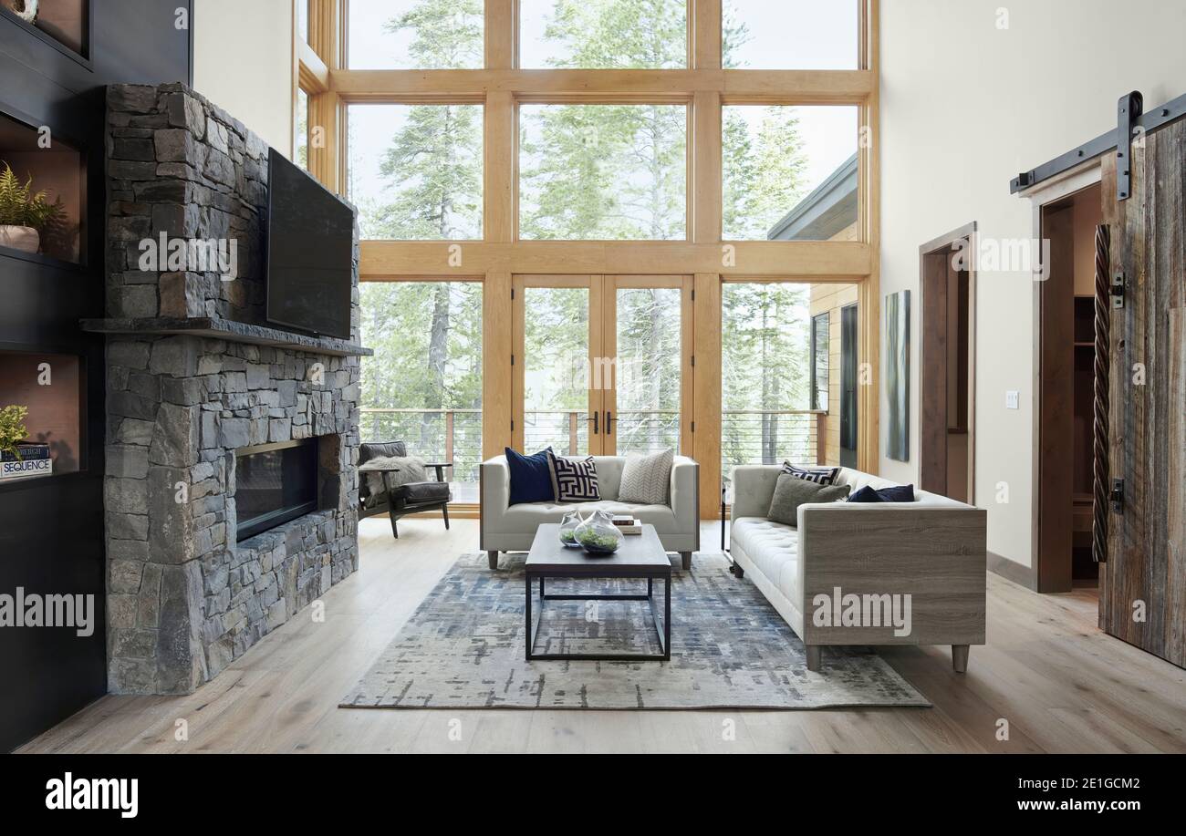 Interior view of the Tahoe-Donner Residence in Truckee, California, USA ...