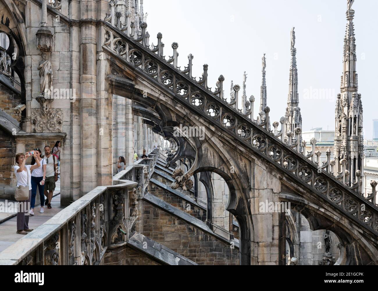 Exterior view of the 14th century Milan Cathedral (Duomo di Milano) in ...