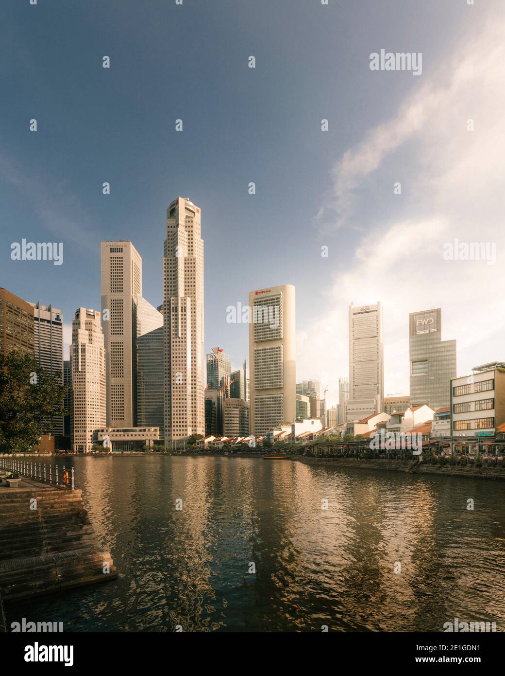 Skyscrapers in Singapore's CBD, adjacent to Boat Quay along the ...