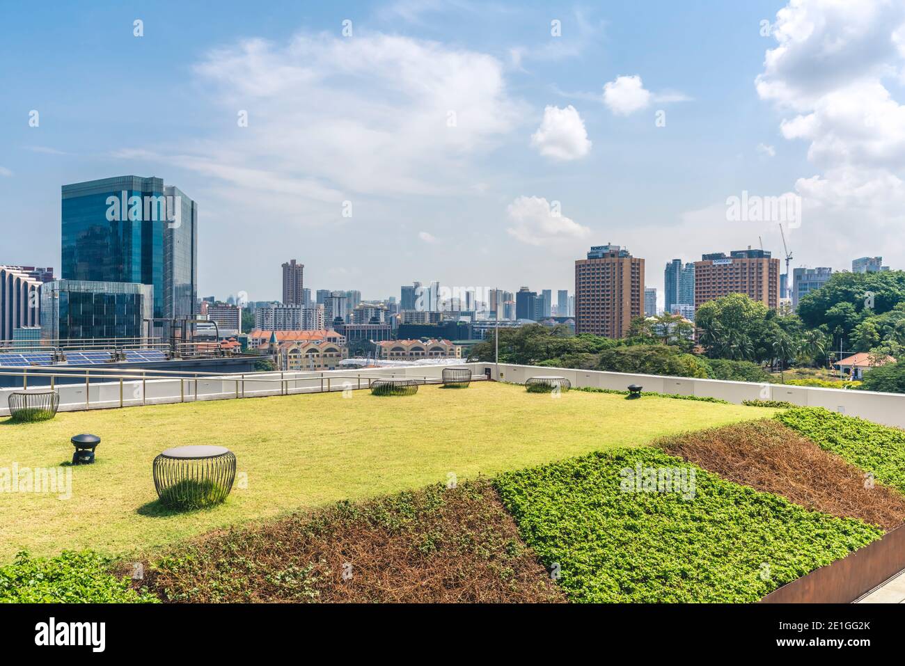 Roof garden of Funan Singapore, an integrated Mixed-Use Hub with ...