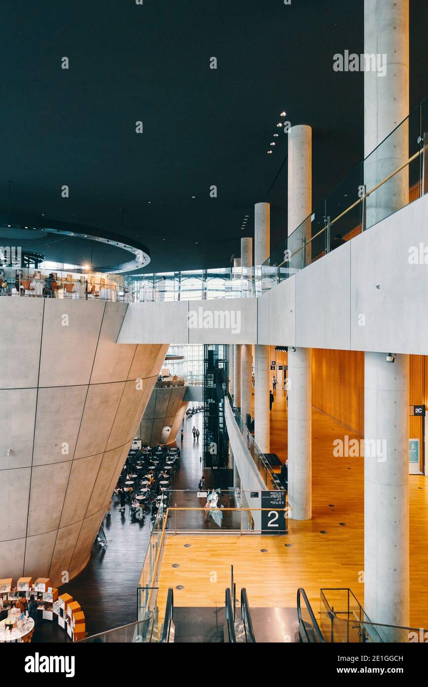 Interior view of the foyer of The National Art Centre in Tokyo, Japan ...