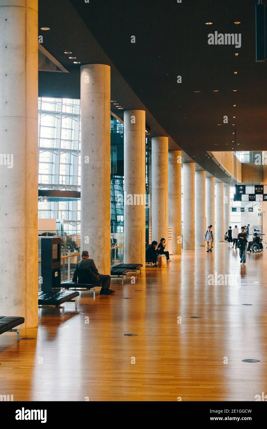 Interior view of the foyer of The National Art Centre in Tokyo, Japan ...