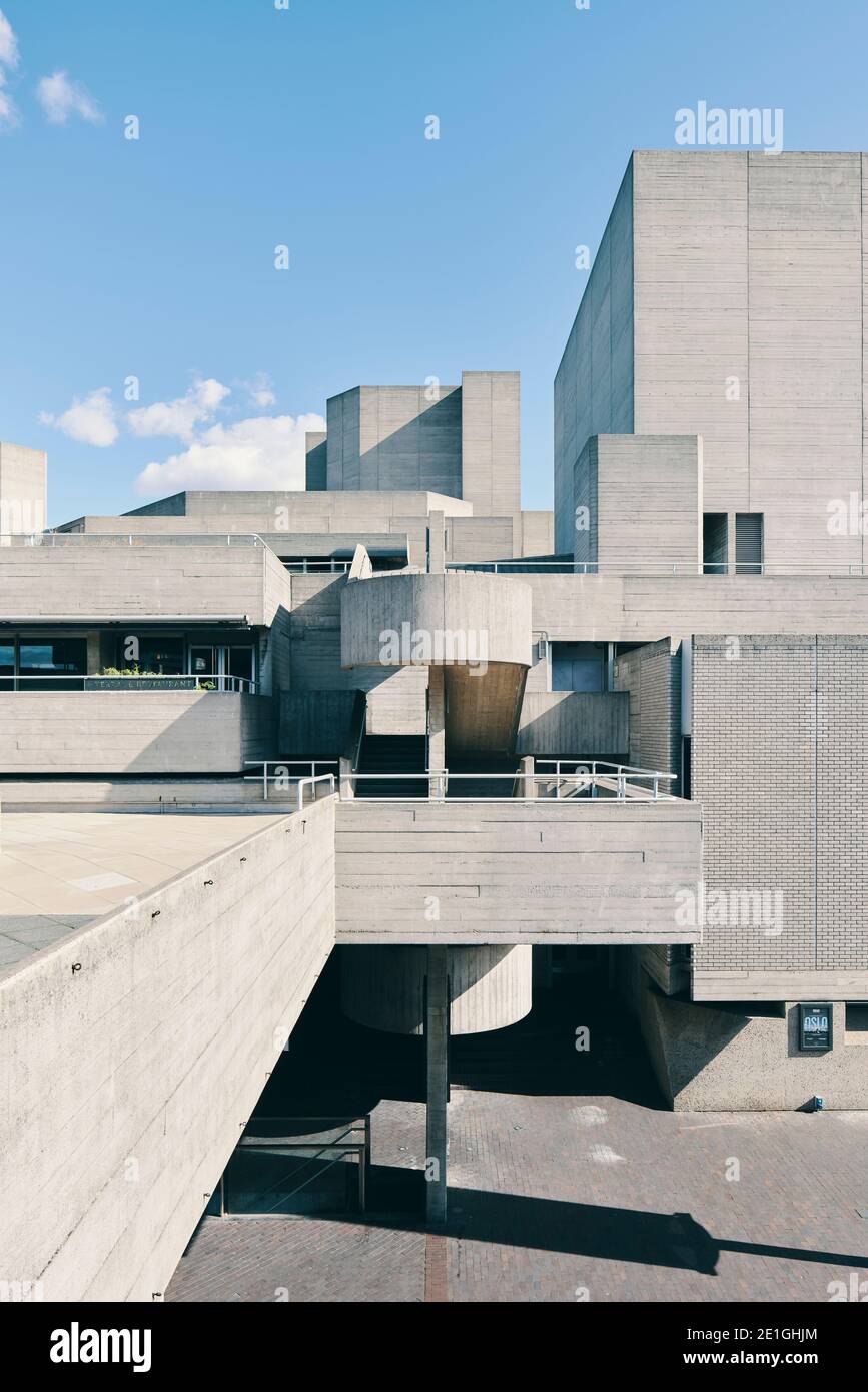 Exterior view of The Royal National Theatre on London's South Bank, a ...