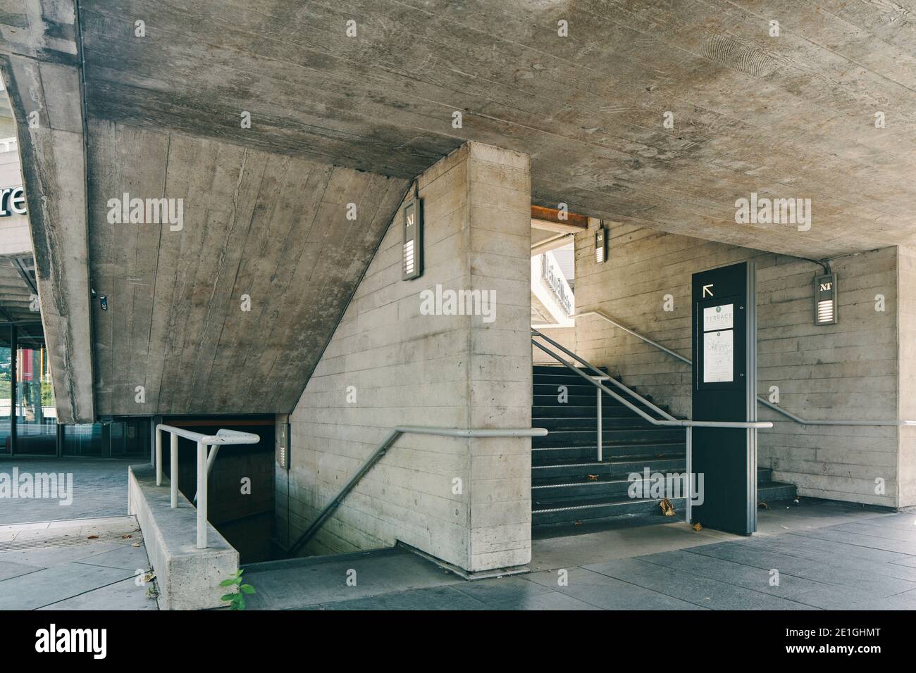 Exterior view of The Royal National Theatre on London's South Bank, a ...