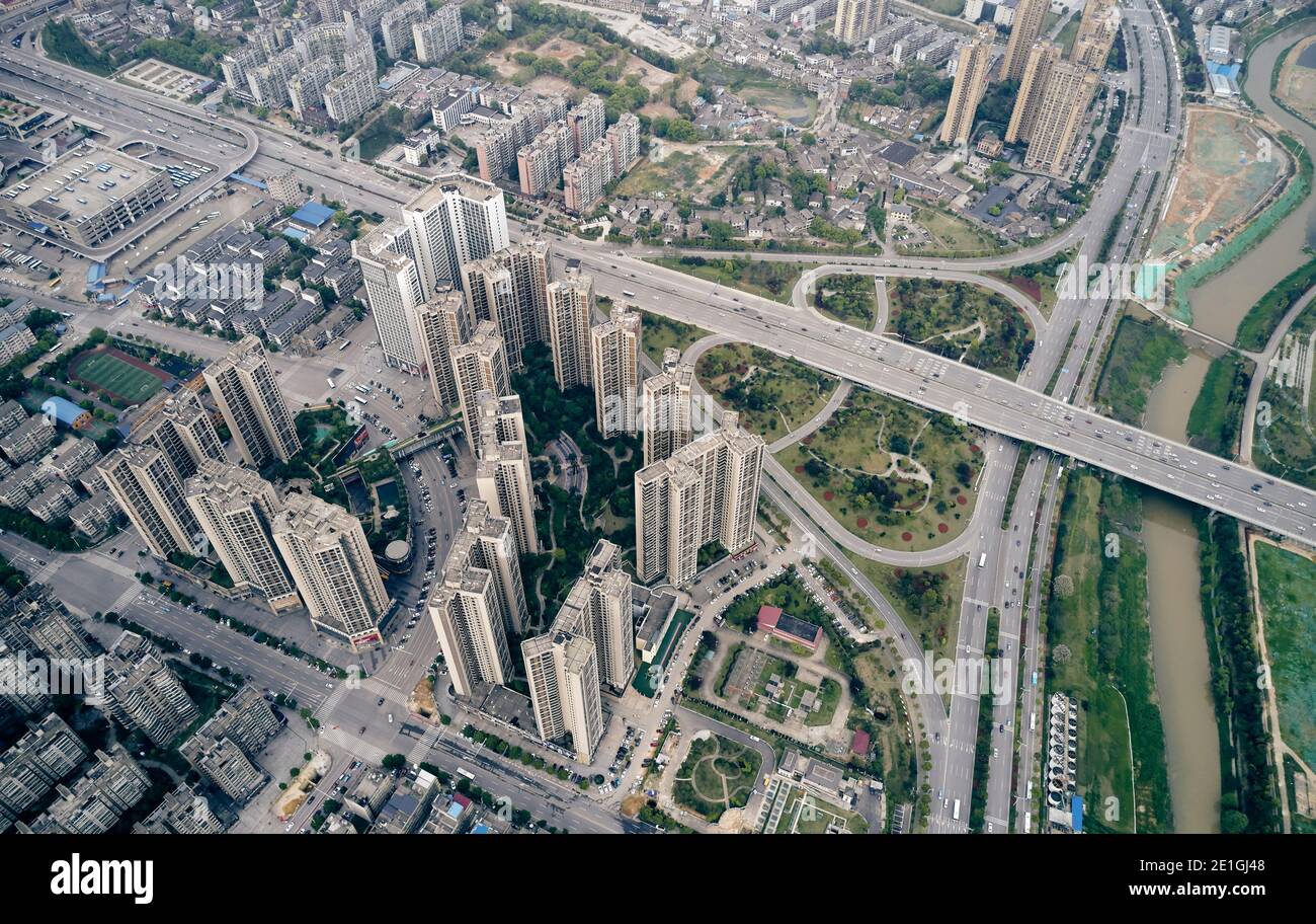 Aerial view of Meixihu district, Changsha, Hunan province, China Stock ...