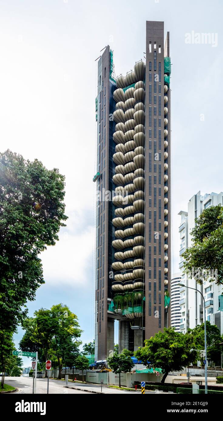 Exterior view of EDEN residential tower, a 20-storey concrete tower ...