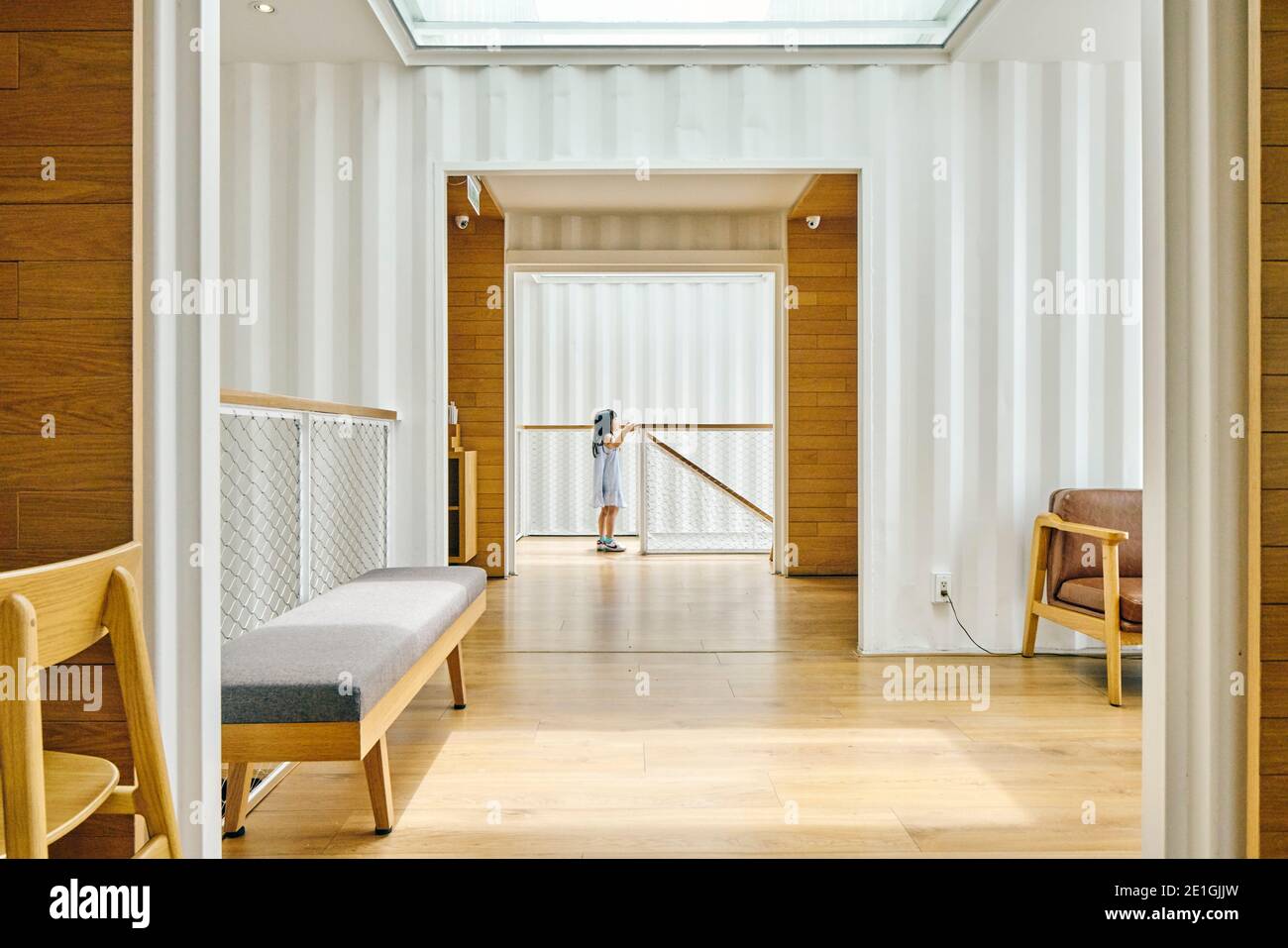 Interior view of the first Starbucks cafe in Asia Pacific, constructed ...