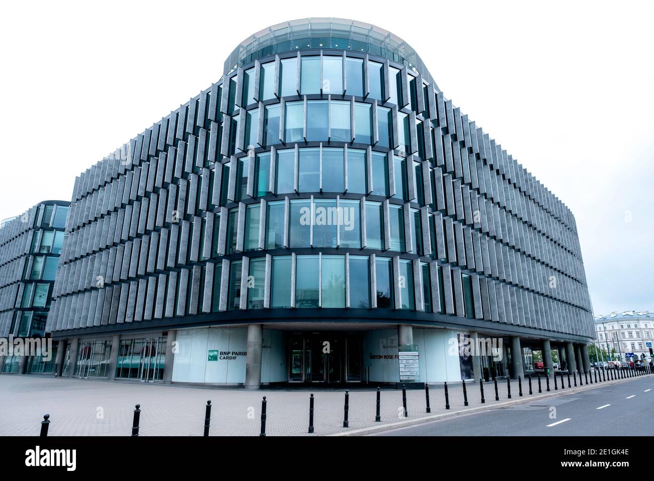 Glass facade of the Metropolitan office building on Pilsudski Square in ...