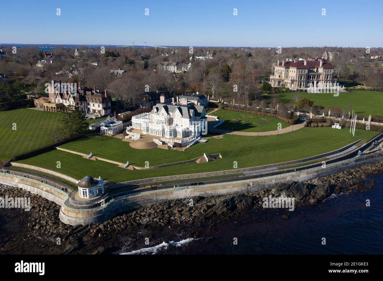 Newport, RI - Nov 29, 2020: The Breakers and Cliff Walk aerial view ...