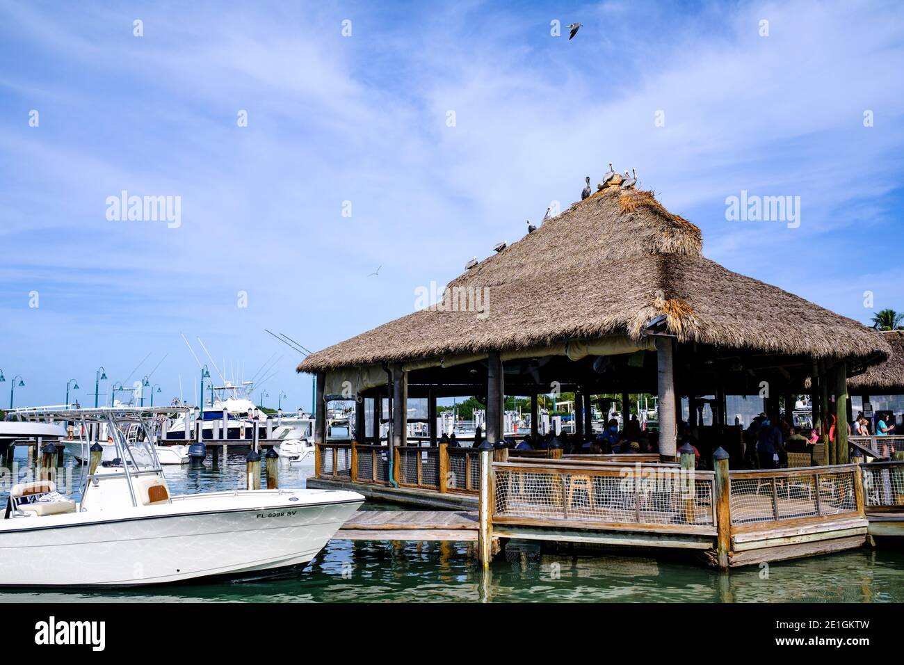 Tiki Hut and dock at Islamorada Fish Company, Islamorada, Florida Stock ...