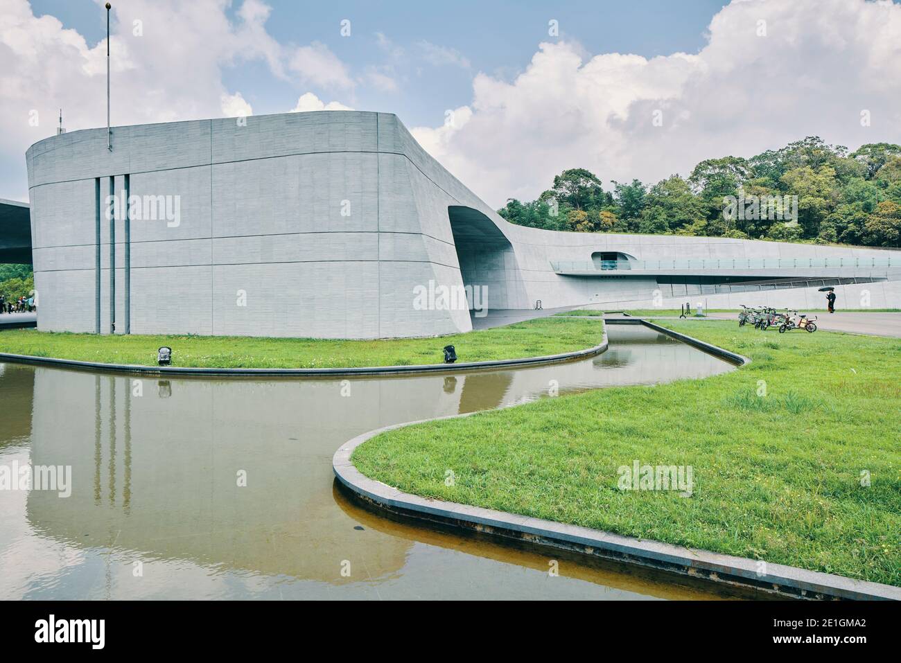 Exterior view of the Xiangshang Visitor Center in Sun Moon Lake, Nantou ...