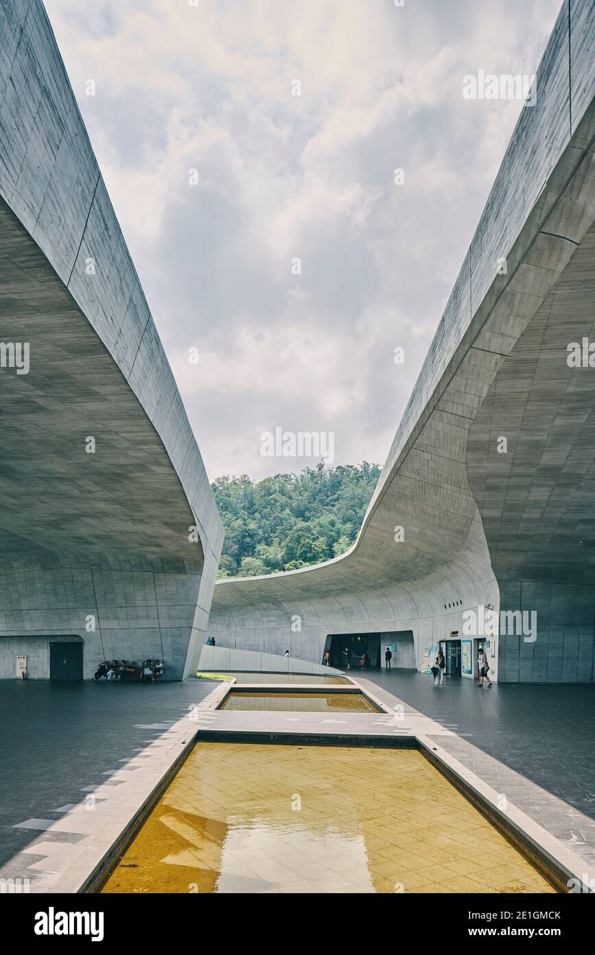 Exterior view of the Xiangshang Visitor Center in Sun Moon Lake, Nantou ...