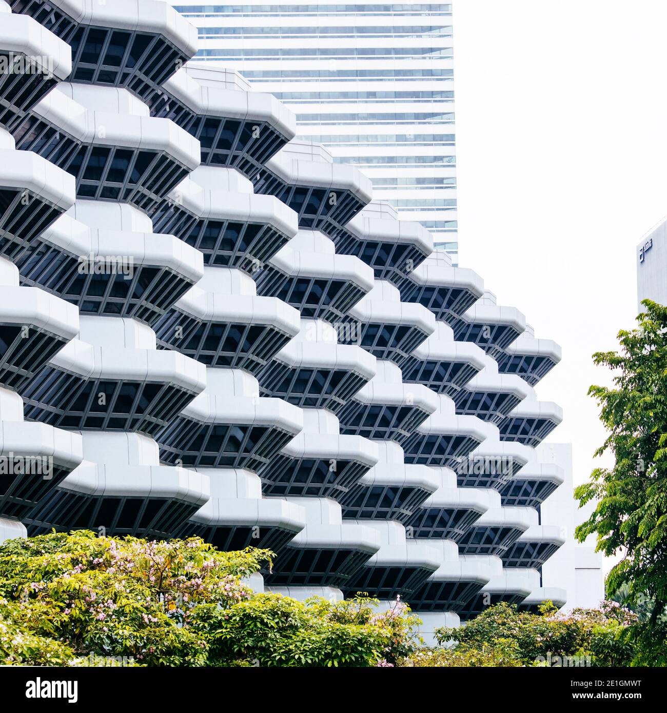 Exterior view of the curved facade of The Concourse, a high rise office ...