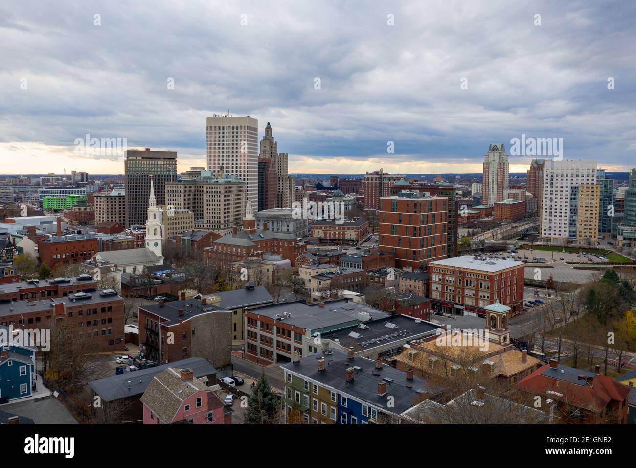 Aerial panorama of Providence skyline on a late afternoon. Providence ...