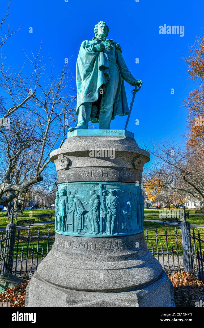 Monument to Commodore Matthew C Perry in Touro Park in Newport, Rhode ...