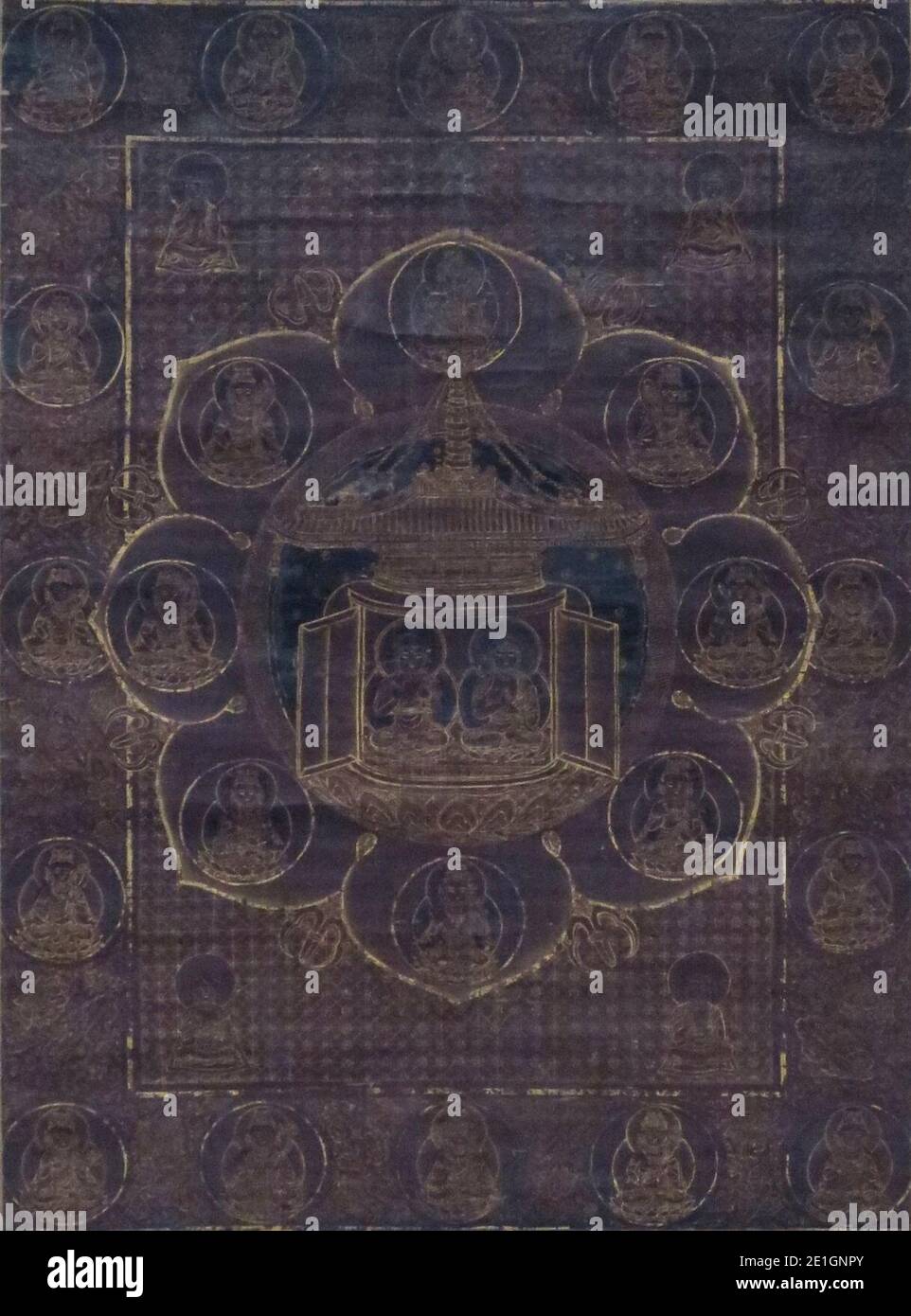 Lotus Sutra Mandala, Kamakura period, 13th century, gold on purple silk ...