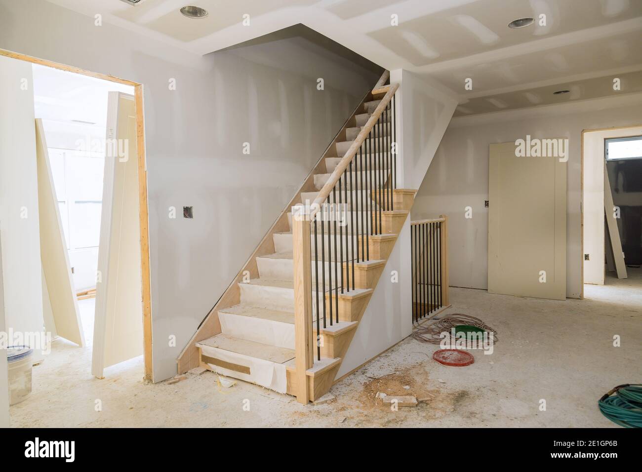 New home installing material for repairs under construction apartment ...