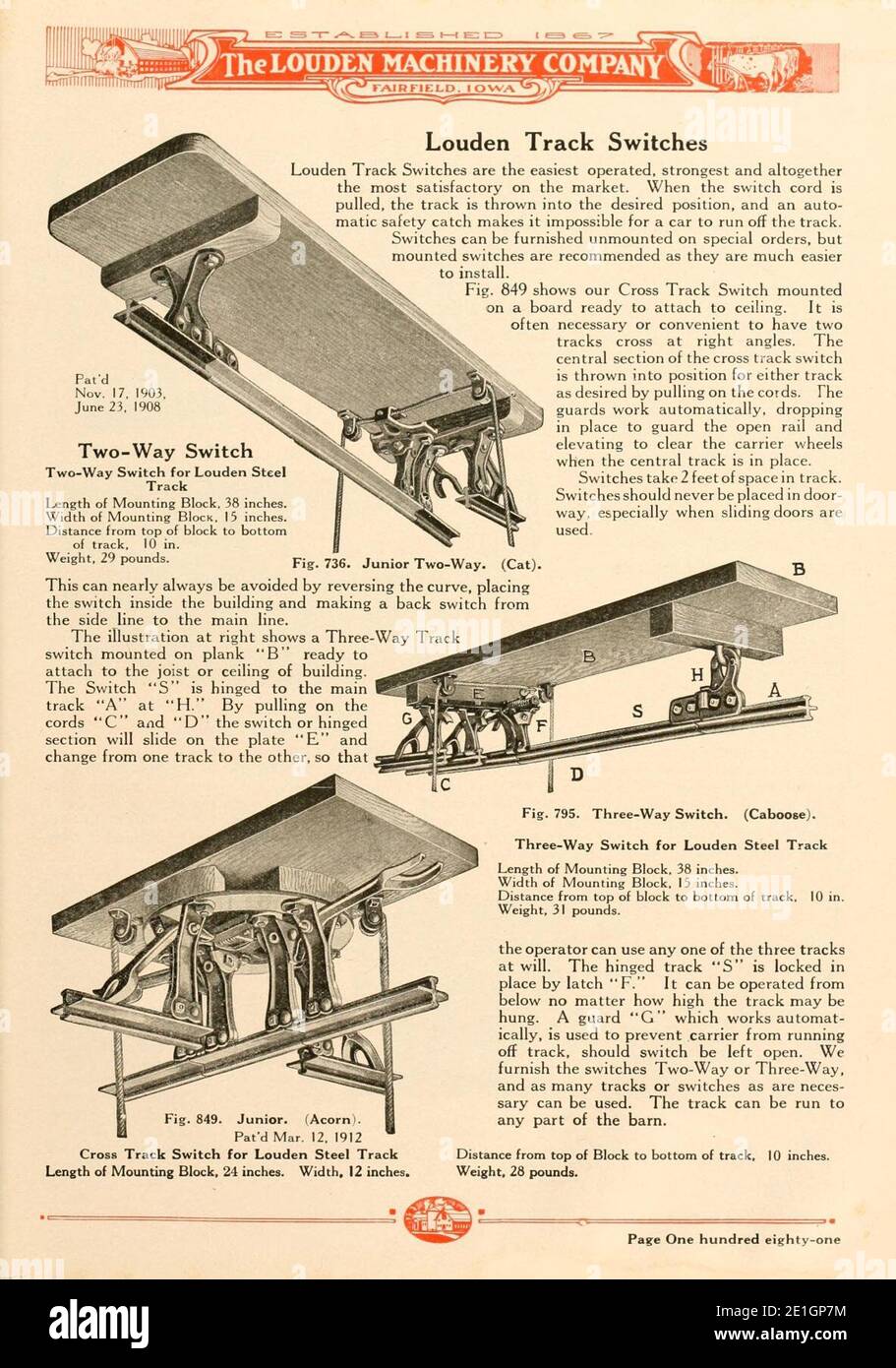 Louden hay unloading tools, barn and garage door hangers, dairy barn ...